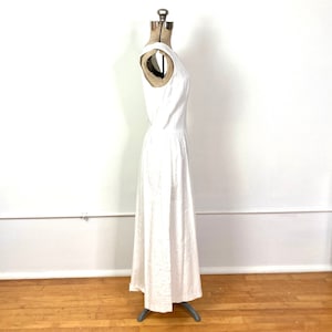 70s Lanz White Cottagecore Cotton Dress Ethereal Brocade Caged Dress ...