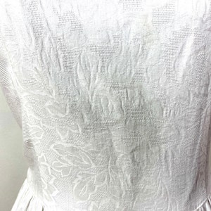 70s Lanz White Cottagecore Cotton Dress Ethereal Brocade Caged Dress ...