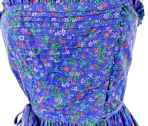 70s Lanz Purple Floral Dress Cottagecore Boho Sun Mid… - Gem