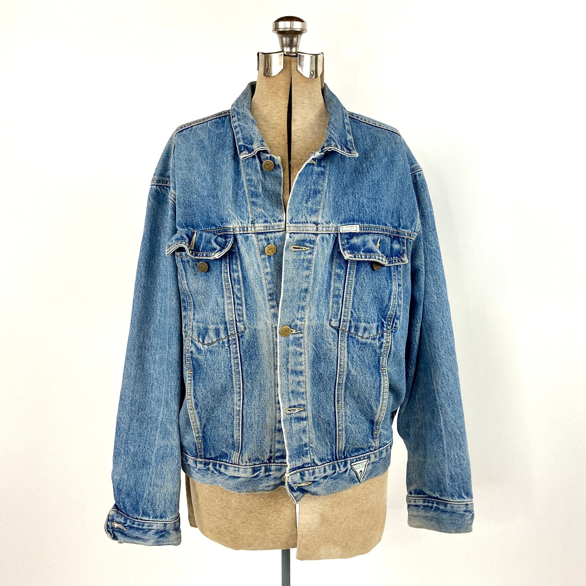 80s Guess Denim Blue Jean Jacket Rocker Georges Marciano Vintage Dress ...