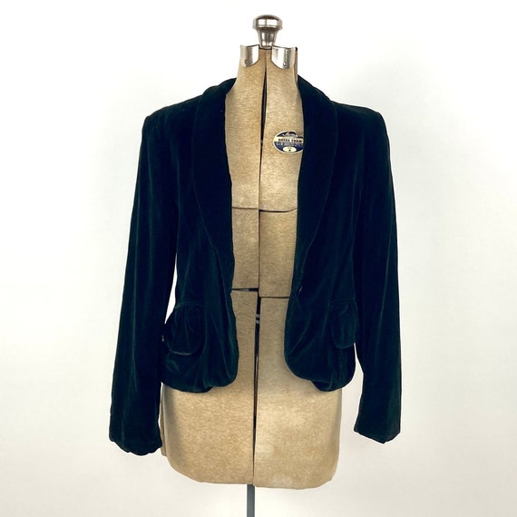 70s Black Velvet Blazer Minimalist Classic Boho Vinta… - Gem