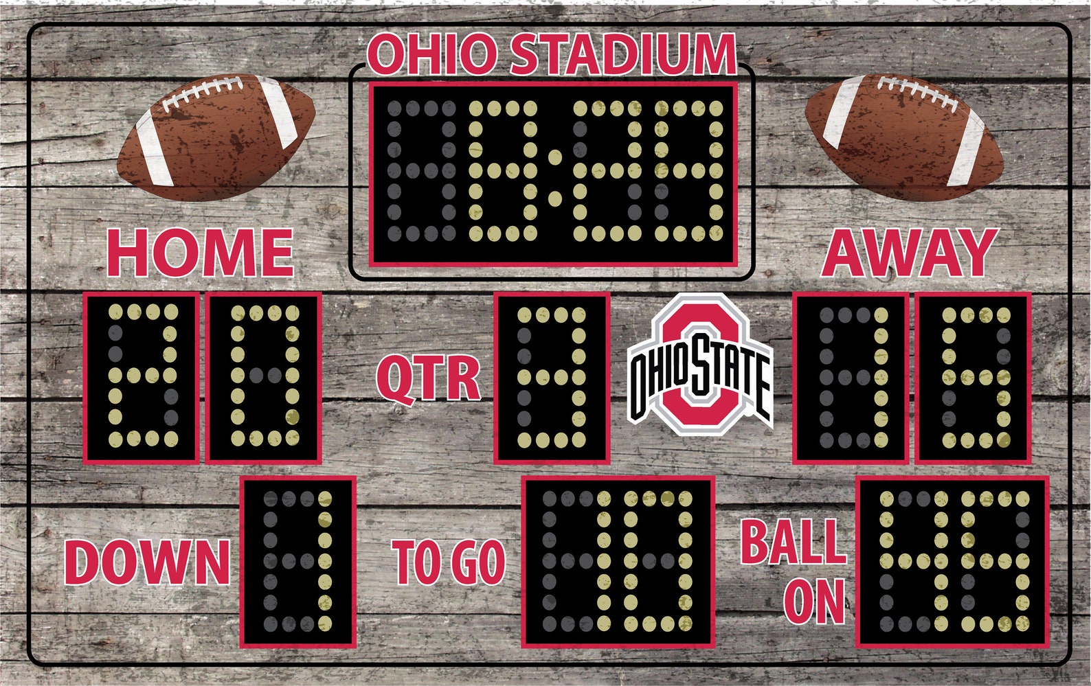 Football Wall Decal, Kids Room Wall Decal, Football Scoreboard Wall ...