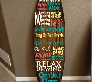 Surf Board Surfboard Decor Hawaiian Beach Surfing Beach Decor Pool ...