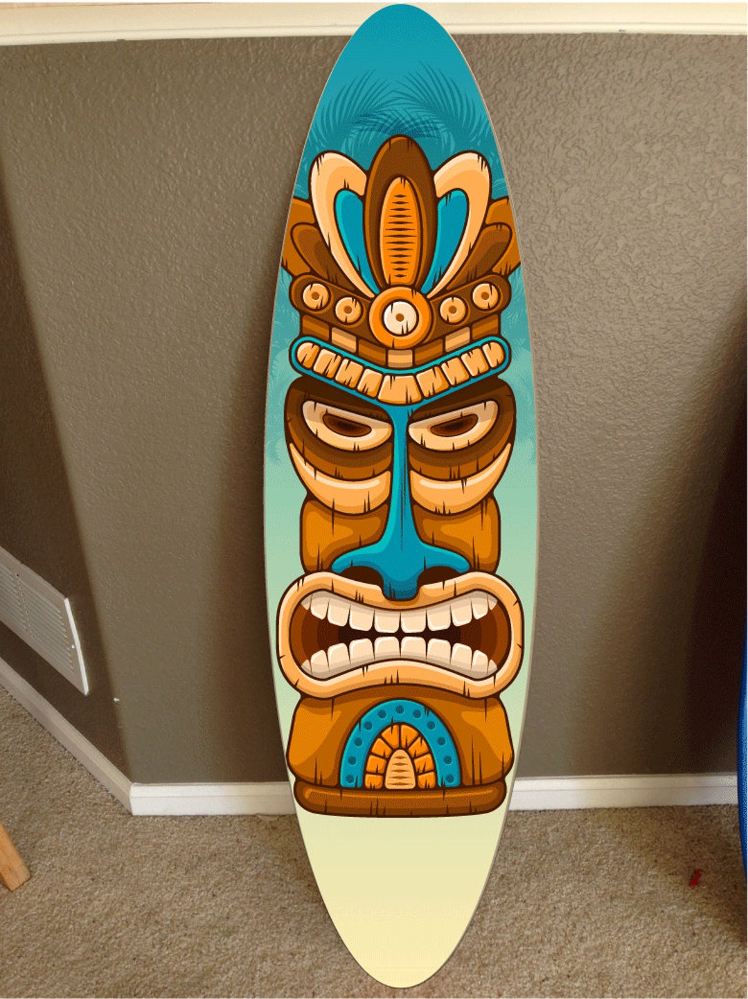 Custom Tiki Surfboard Wall Decor: Hawaiian Beach Art (5ft) - Etsy