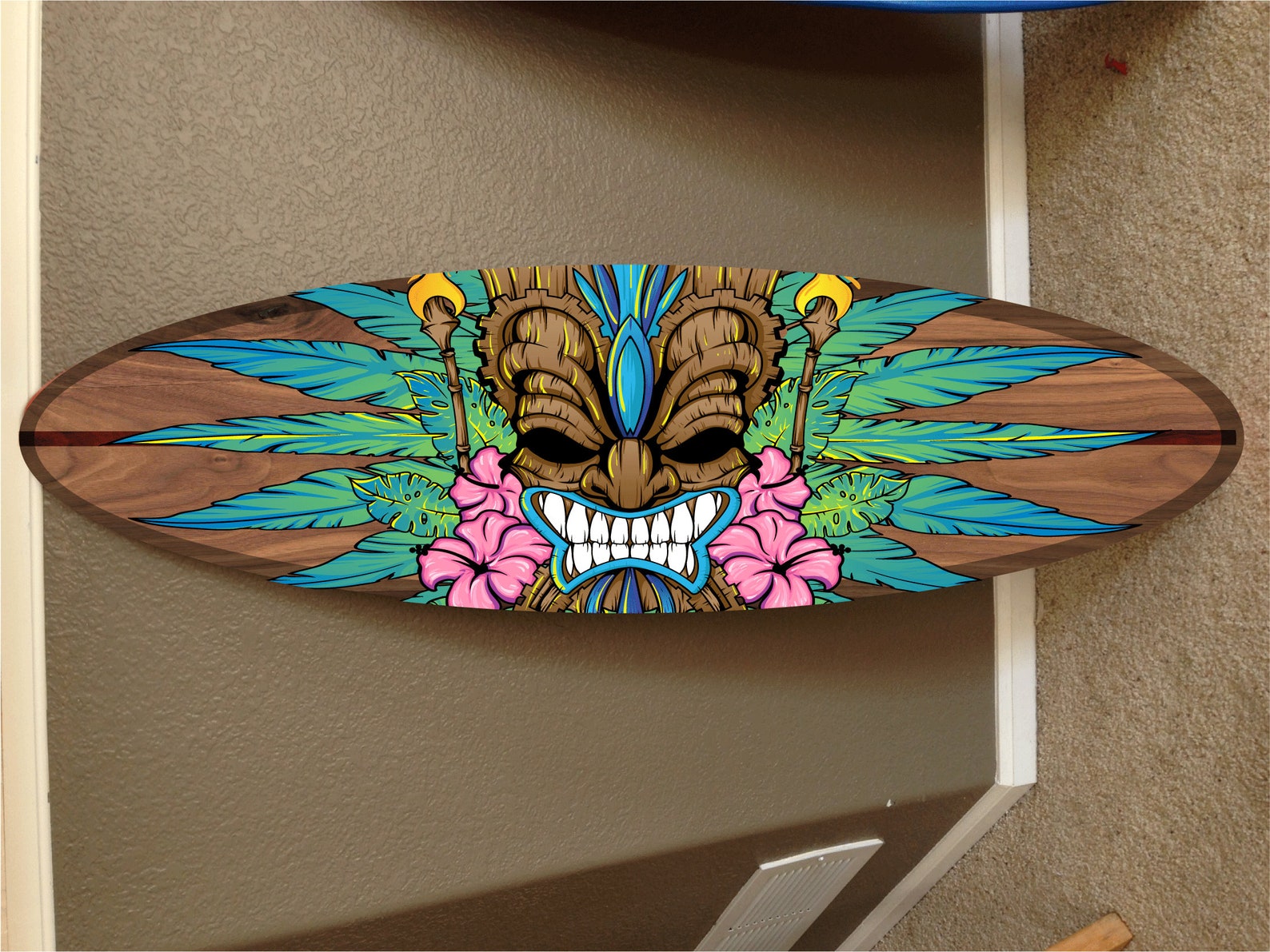 6' Custom Tiki Surfboard Wall Hanging: Hawaiian Beach Decor - Etsy