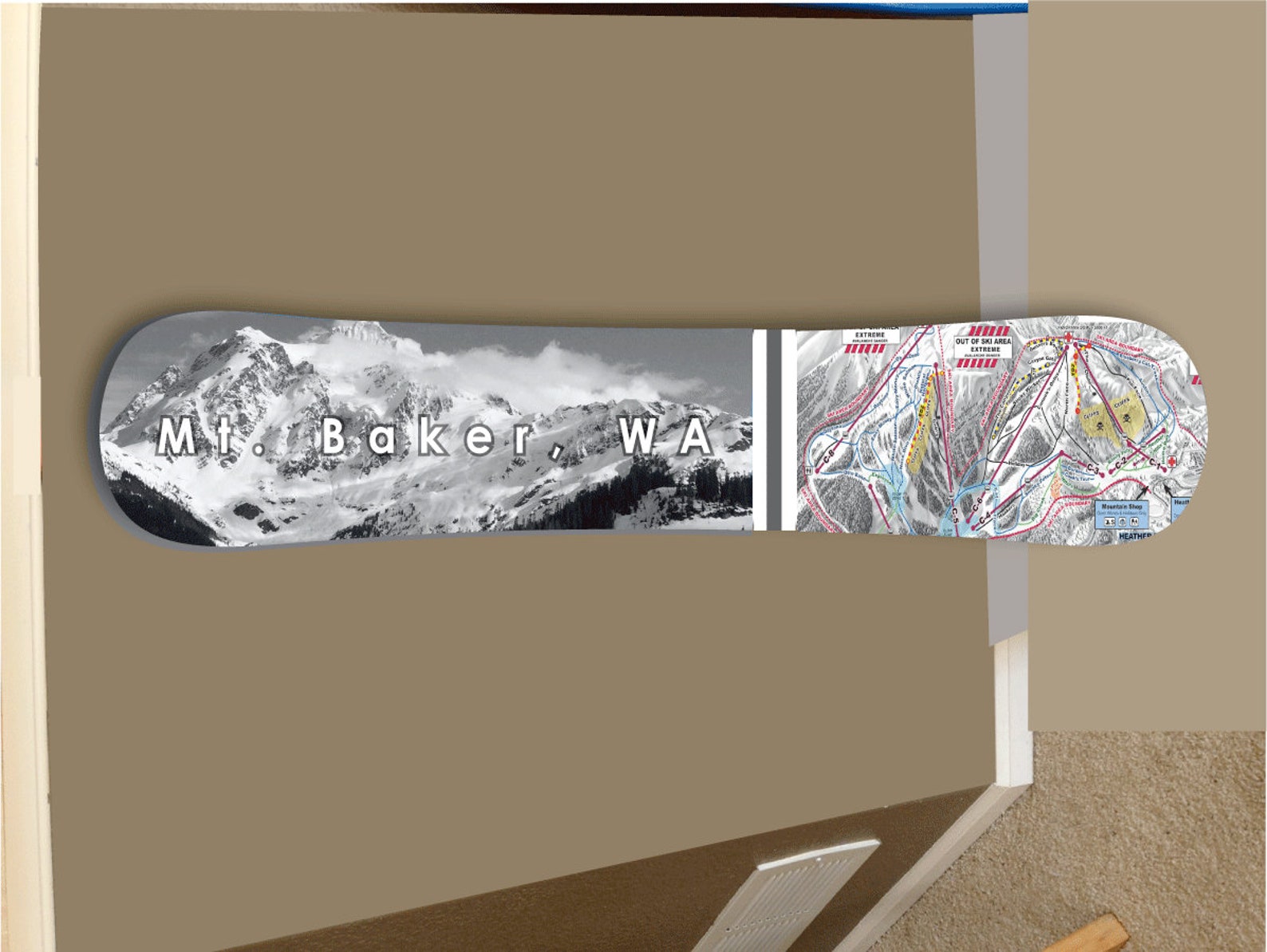 Custom Snowboard Decor: Mountain Skiing Art (4 Ft) - Etsy