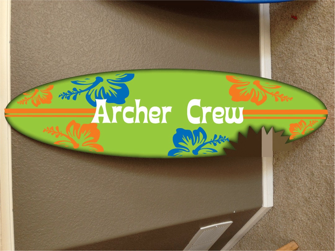 Custom Surfboard Wall Decor: Hawaiian Beach Theme, Personalized Name - Etsy