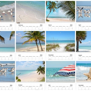 2024 Calendar Beach Wall Calendar Home Office Seashore Seaside Island ...