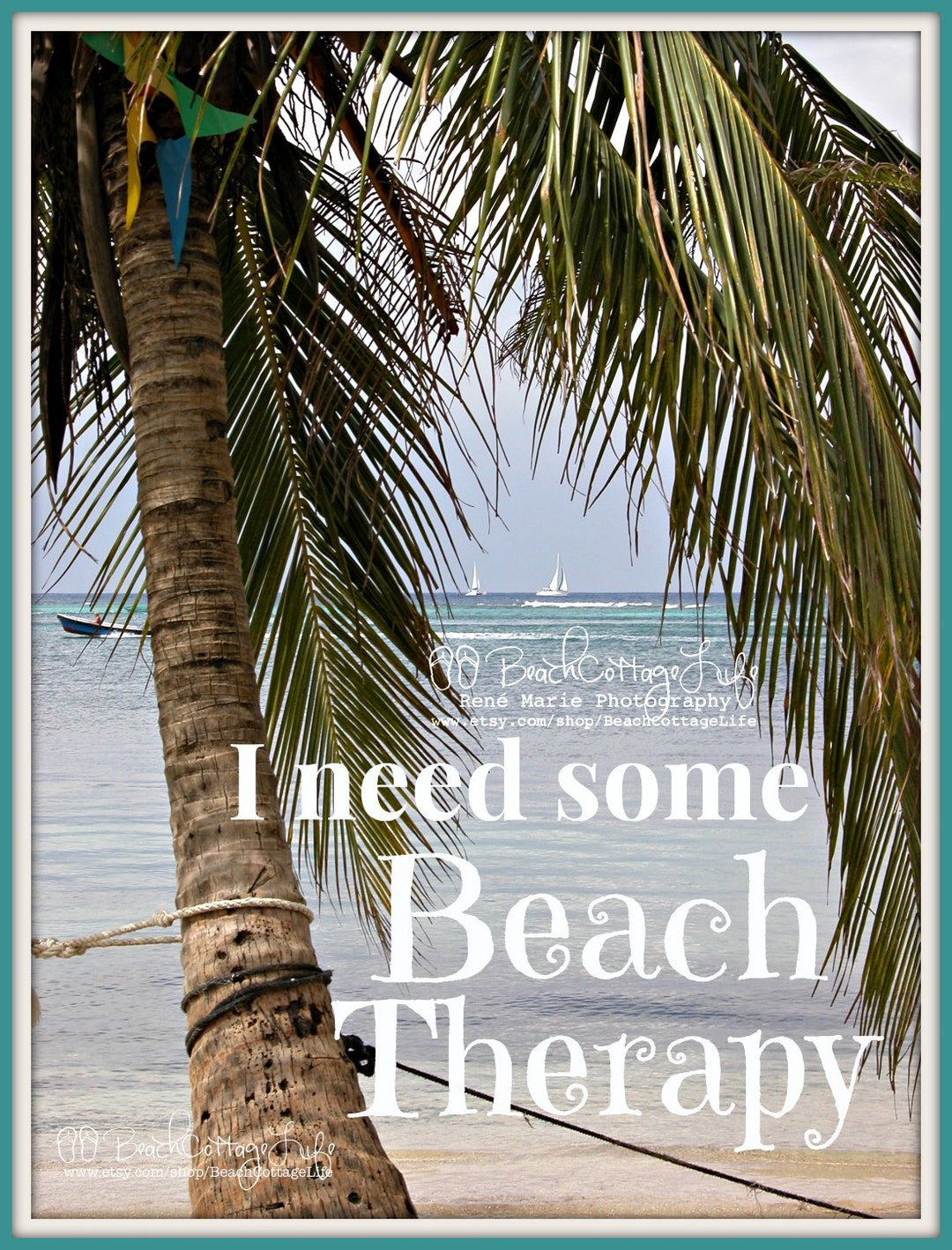 I Need Some BEACH THERAPY *caribbean Island Sailboat & Palm Tree ...