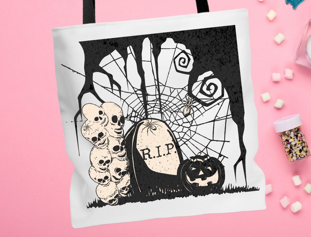 Spooky Halloween Tote, Trick or Treat Bag, Fall Tote, Horror Tote Bag ...