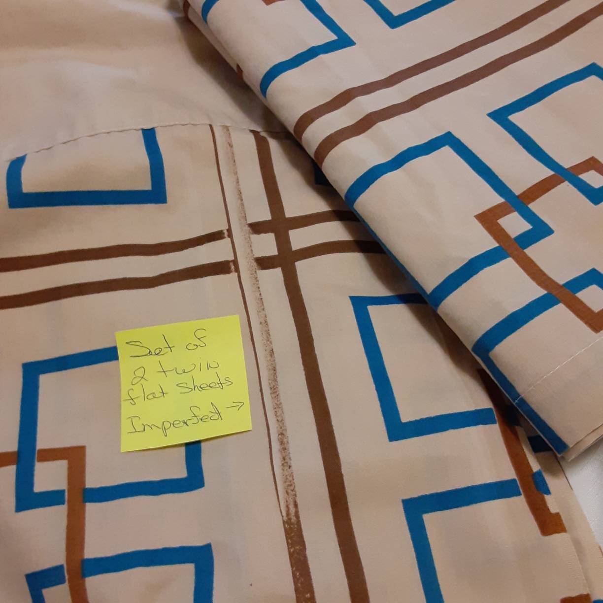 Rare 1976 YSL Geometric Boxes II Bed Sheets Beige Brown & | Etsy