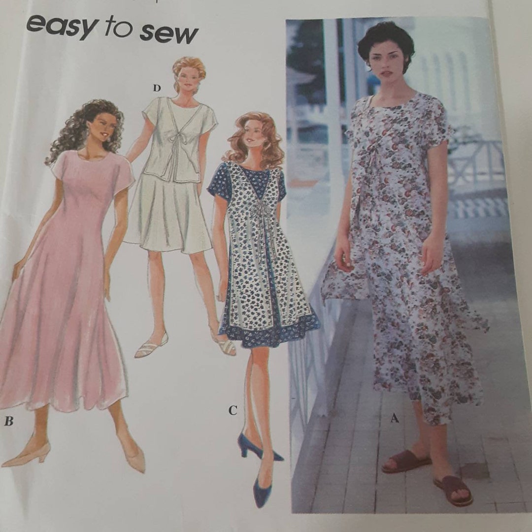 1995 Simplicity Sewing Pattern 9671 Size R, Pullover Dress & Mock Vest ...