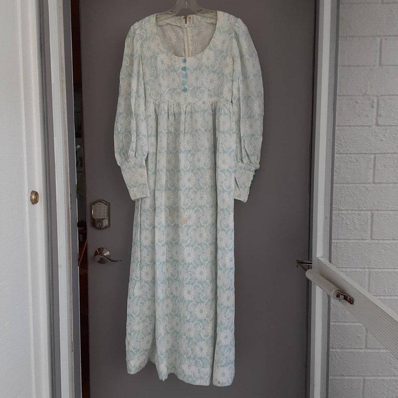 1972 Baby Blue & White Lace Prom Dress Formal Maxi Gown - Etsy