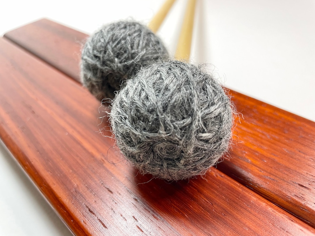 Medium Hard Marimba Mallets Gray Grey Wool Birch Handles, Rubber Latex ...