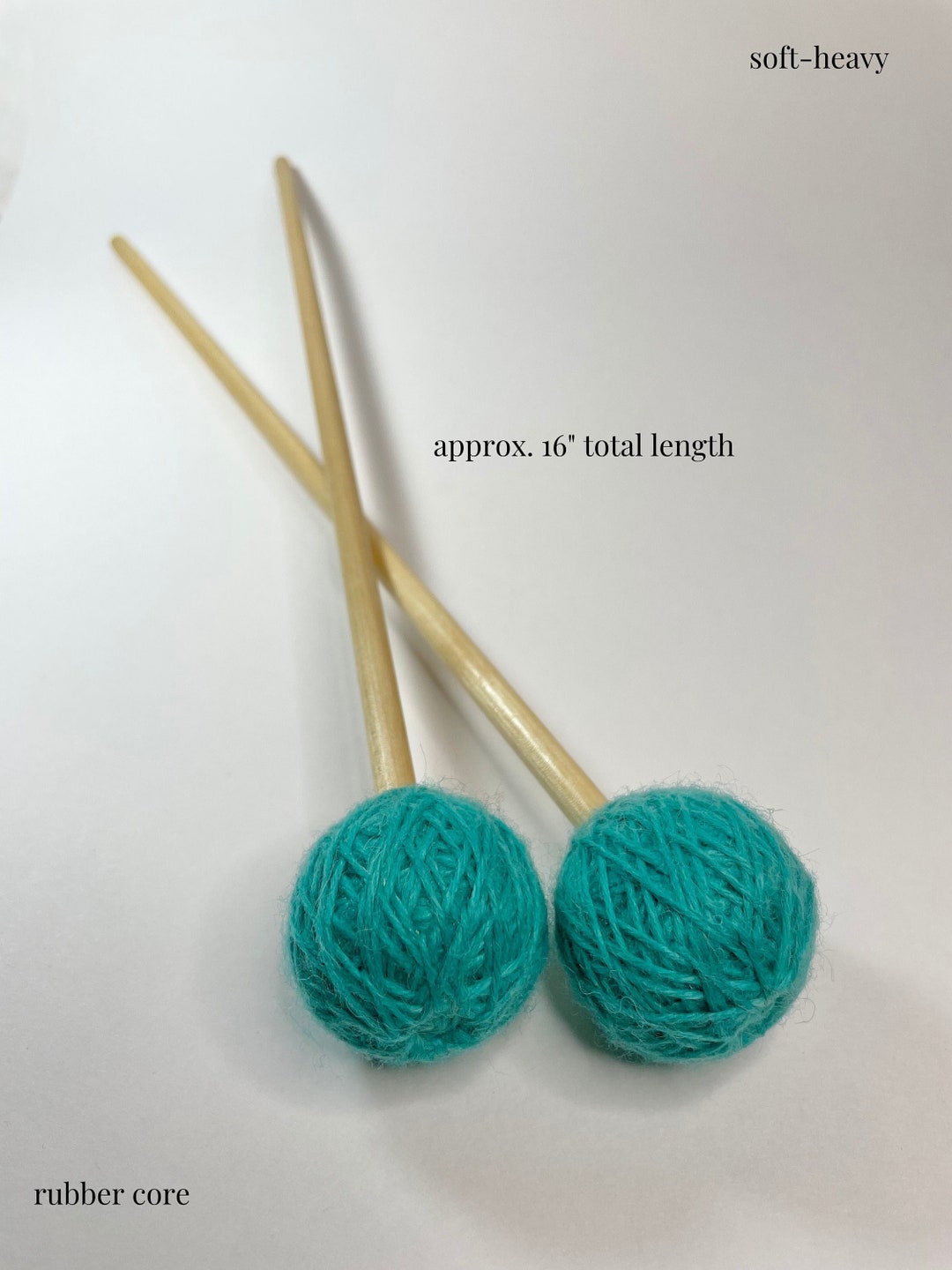 Marimba Mallets | Soft-heavy | Aquamarine Blue Green Wool | Birch ...