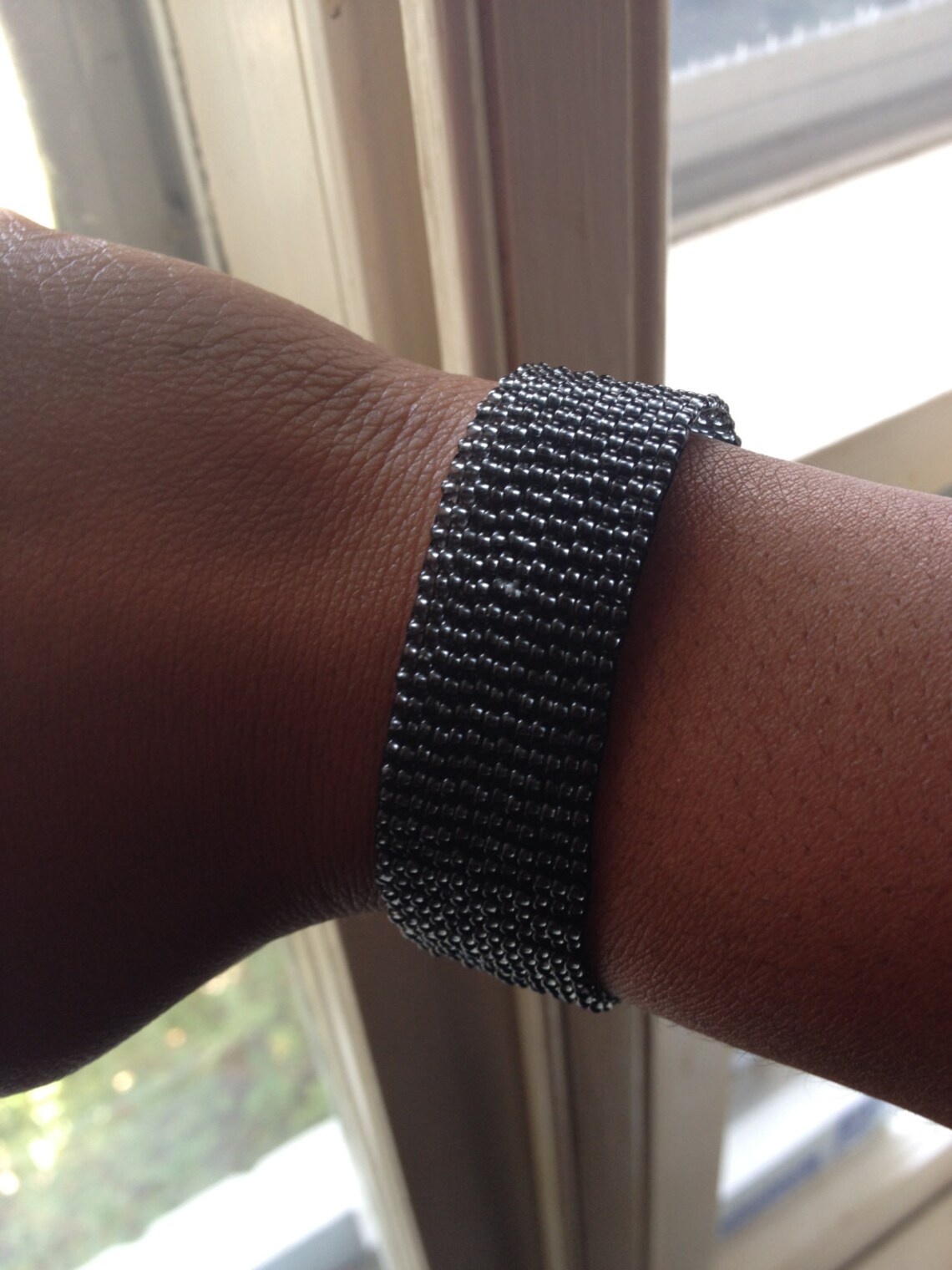 Transparent Black Bead Loom Bracelet - Etsy