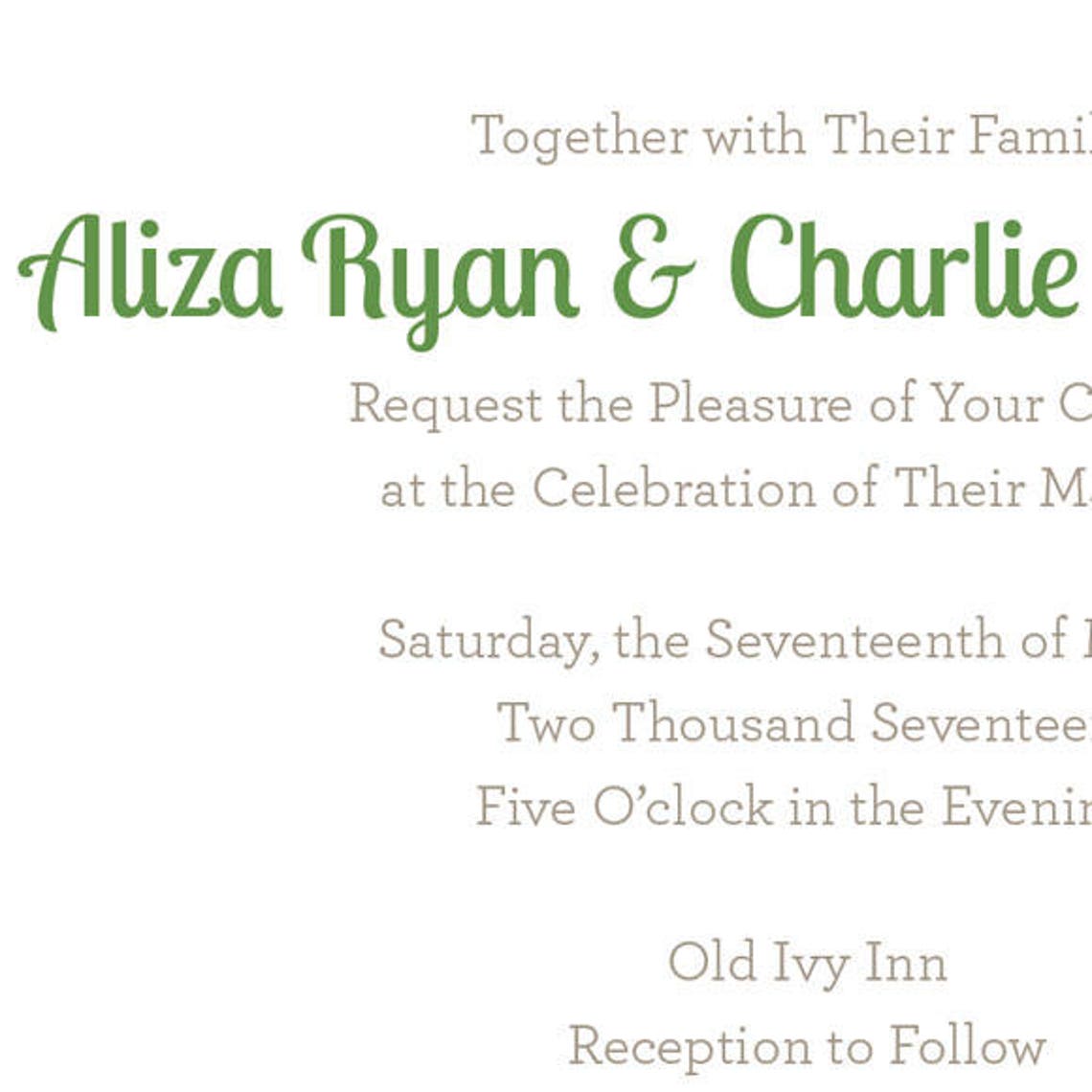 Shamrock Wedding Invitation, Watercolor Wedding Invitation, Irish ...