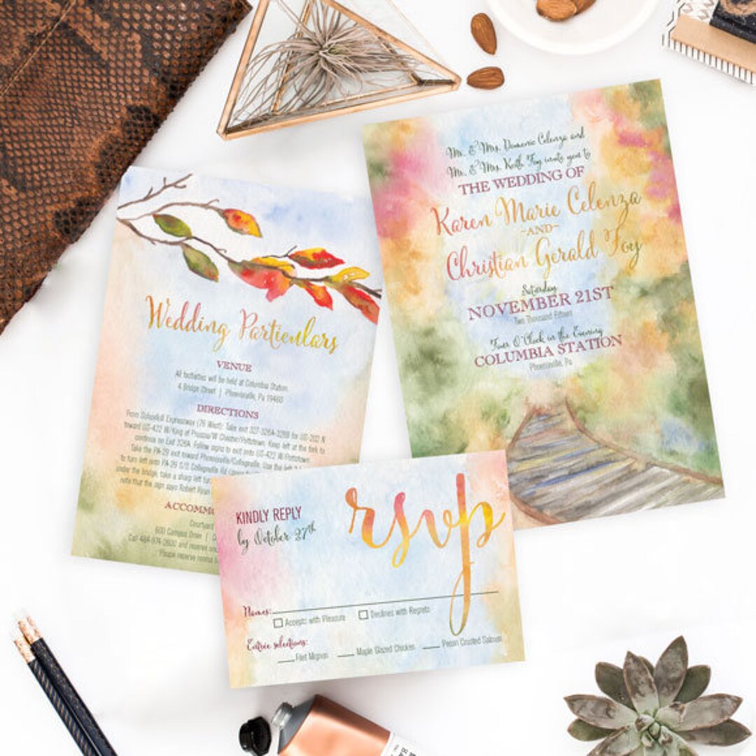 Fall Watercolor Wedding Invitation, Watercolor Wedding Invitation ...