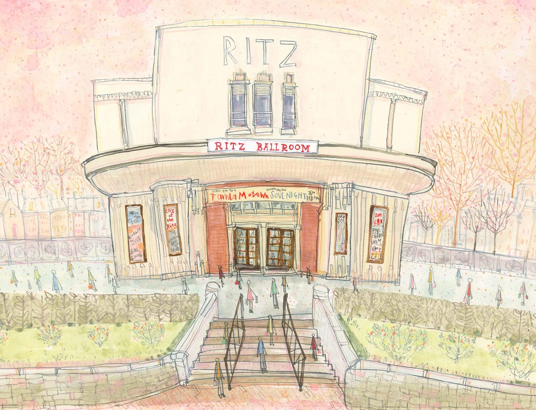 RITZ BALLROOM Print,brighouse Sketch, Giclee 11x14 Art Print, Yorkshire ...