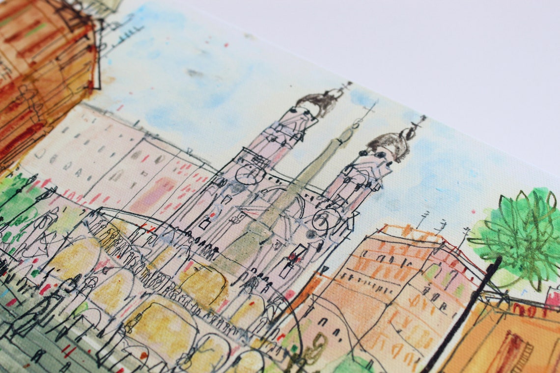 ROME CANVAS PRINT, Spanish Steps Art, Stretched Giclee, Italy Painting ...