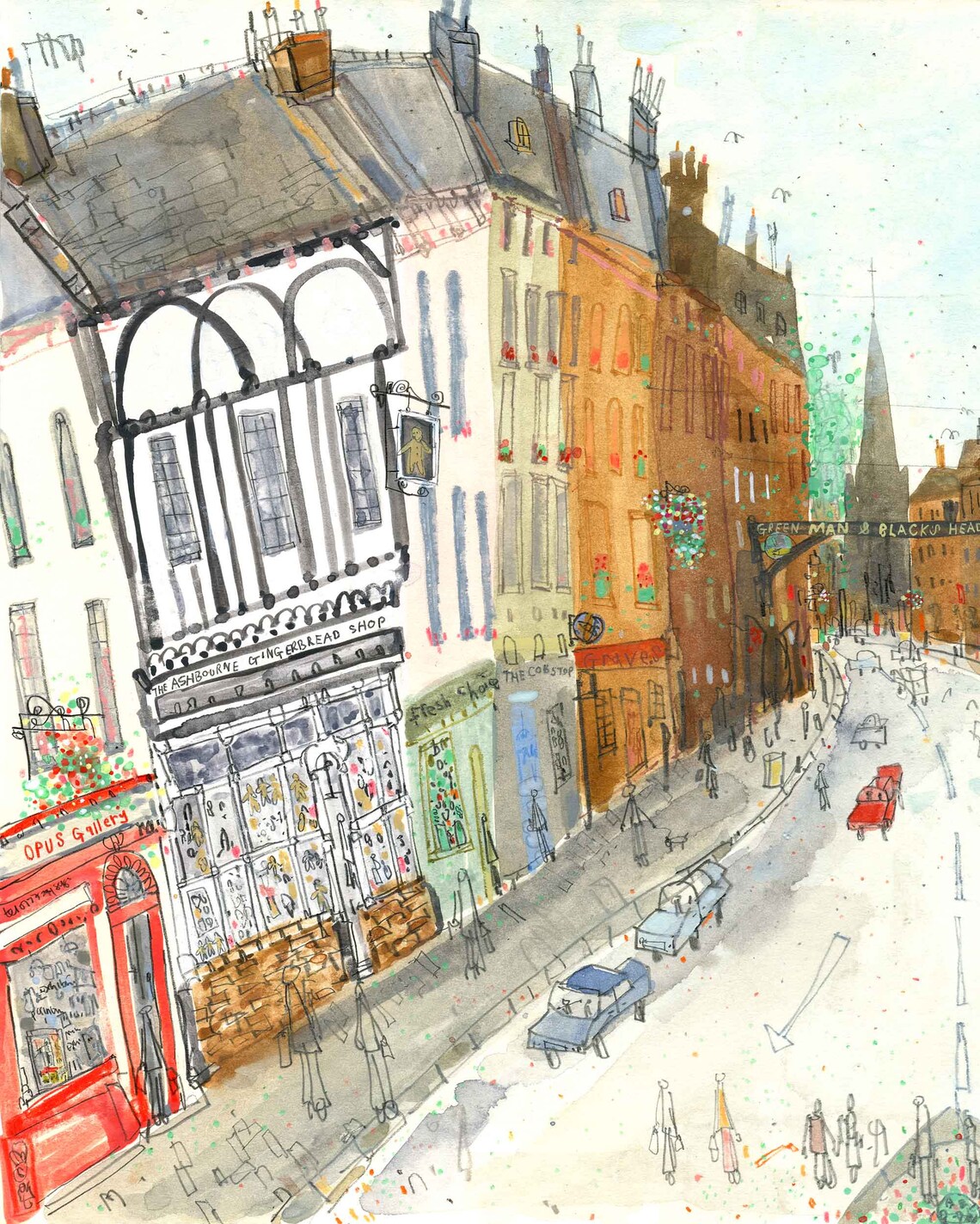ASHBOURNE ART PRINT, Sale 20%, English Market Town Street, Signed ...