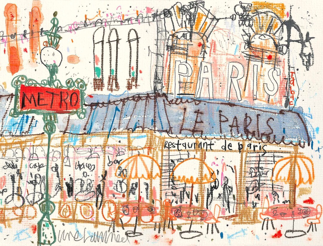 PARIS CAFE SKETCH 14x11 Print, French Cafe Print, Home Decor ...