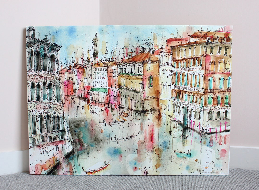 VENICE ART CANVAS, Large Wall Art, Venice Painting, Venetian Drawing ...