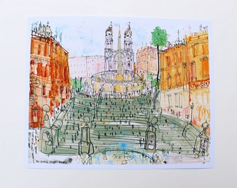 Spanish Steps Watercolor - Etsy