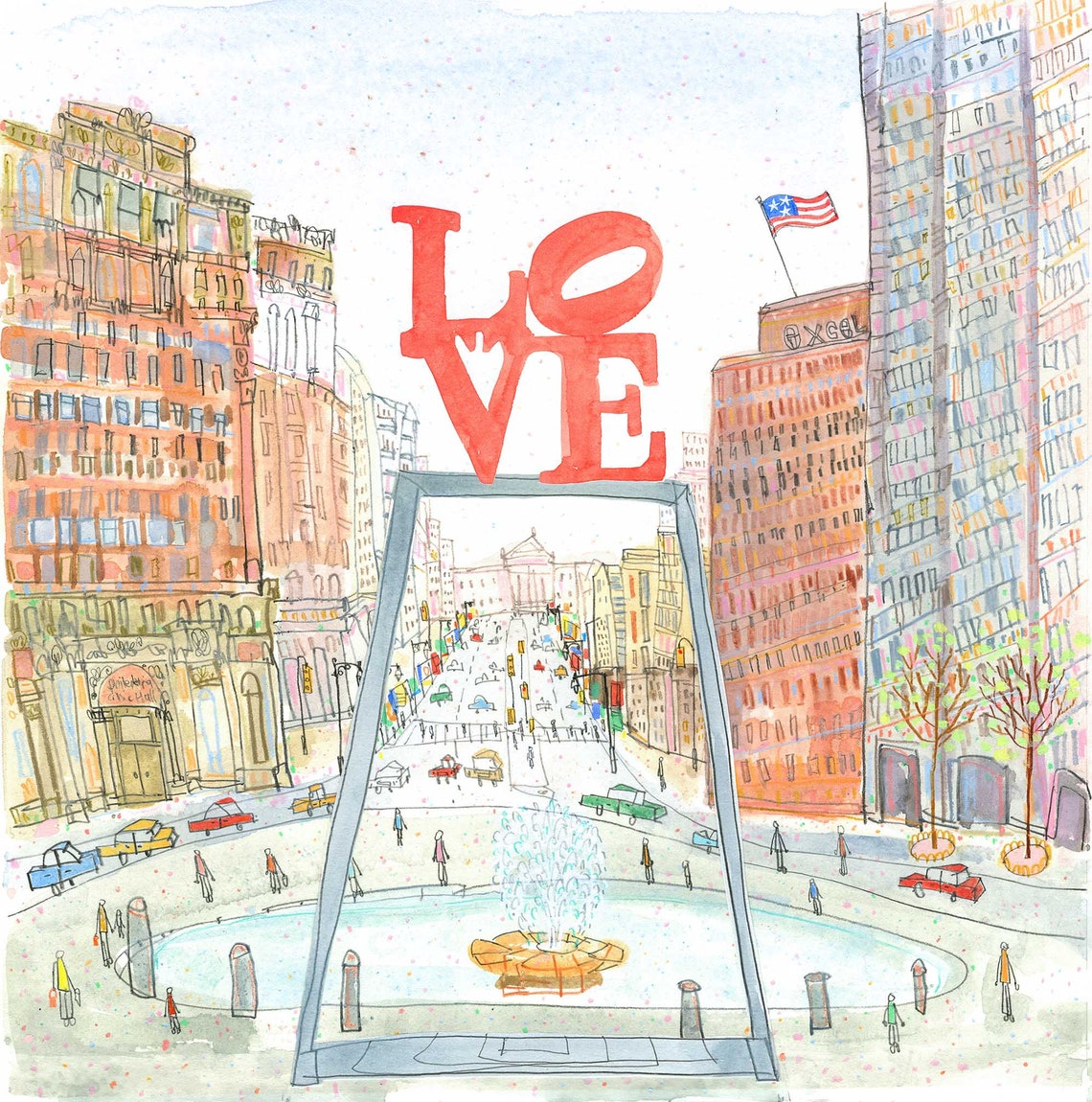 LOVE PARK Philadelphia Art Print Love Park Philly Wall Art | Etsy