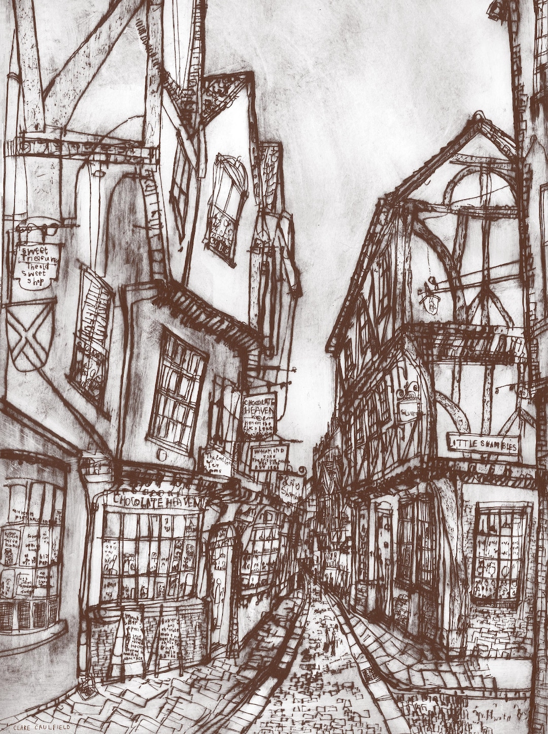 YORK CANVAS ART, the Shambles Print, York Cobbled Street England ...