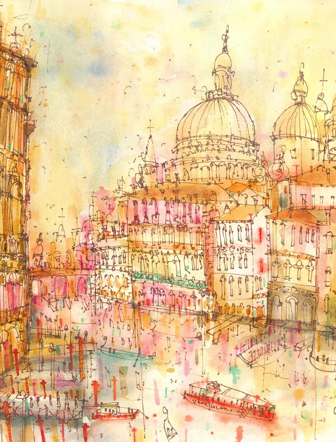 GRAND CANAL SUNSET, Venice Art Print, 11x14 Venice Art, Venetian ...