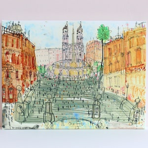 ROME CANVAS PRINT, Spanish Steps Art, Stretched Giclee, Italy Painting ...
