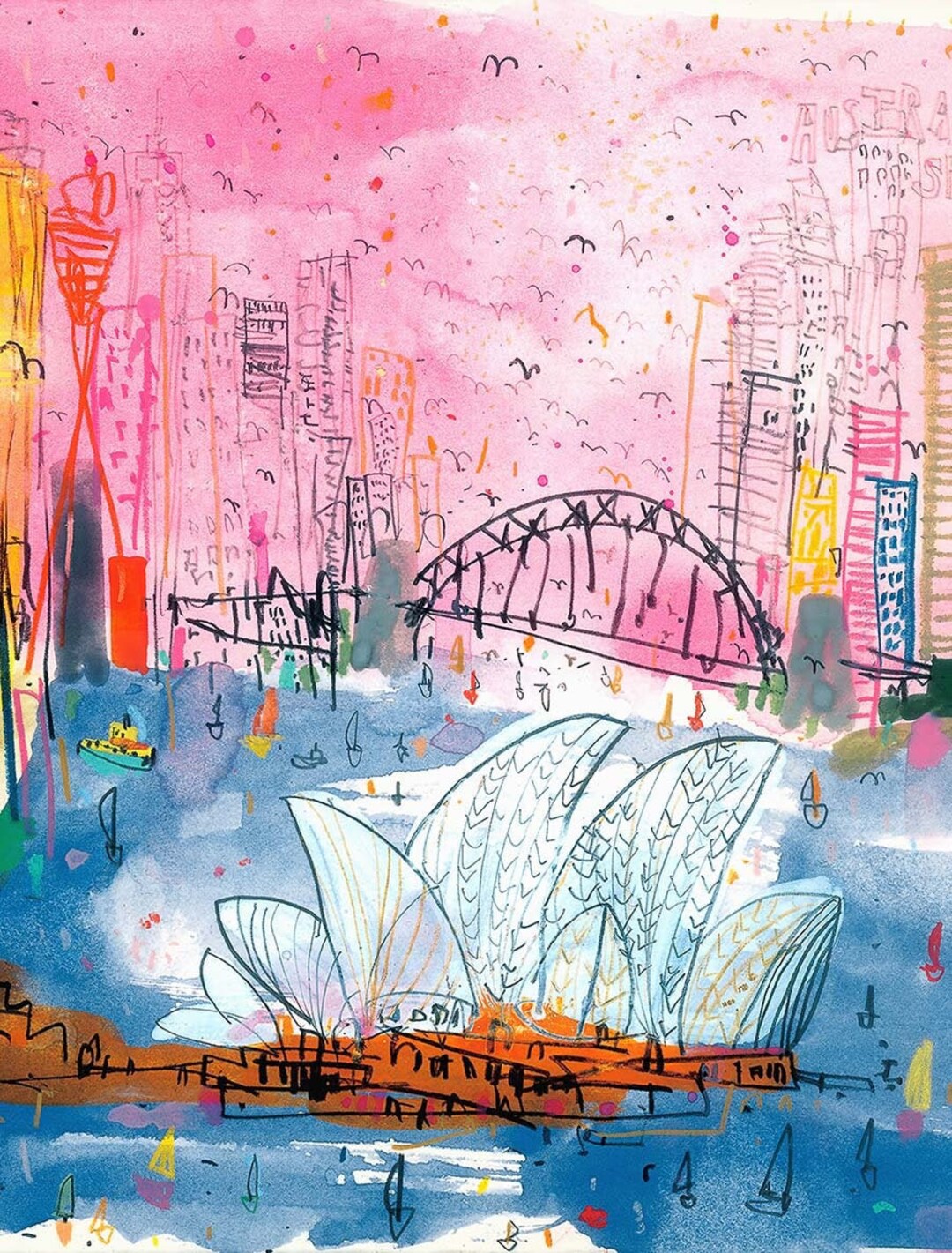 SYDNEY HARBOUR, Sydney 11x14 Picture, Opera House Painting, Art Sketch ...