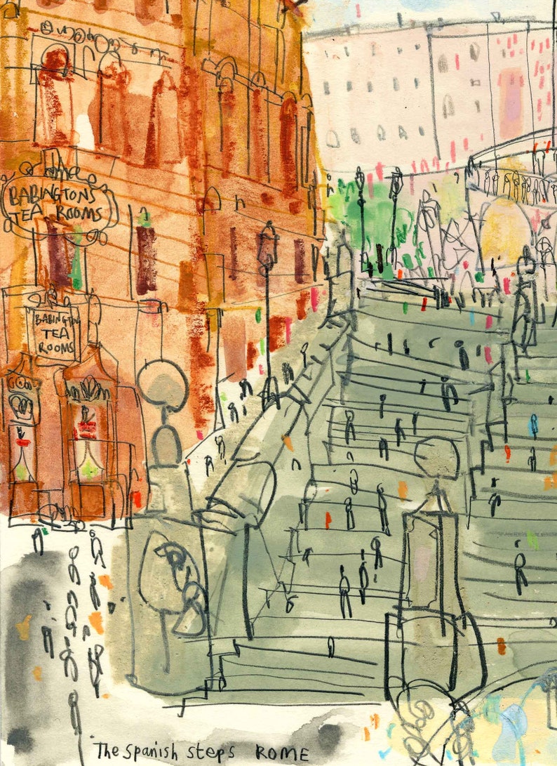 ROME CANVAS PRINT Spanish Steps Art Stretched Giclee Italy | Etsy