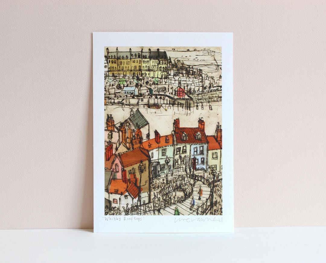 WHITBY HOUSES PRINT, Whitby Yorkshire, Signed Giclee Print, Whitby ...