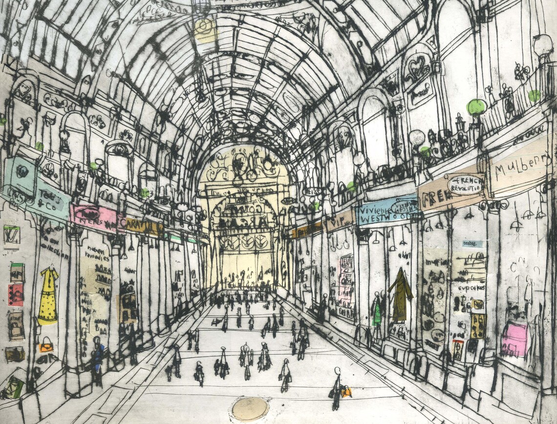 SHOPPING ARCADE, 14x11 Art Print, Leeds Architecture, Boutiques England ...