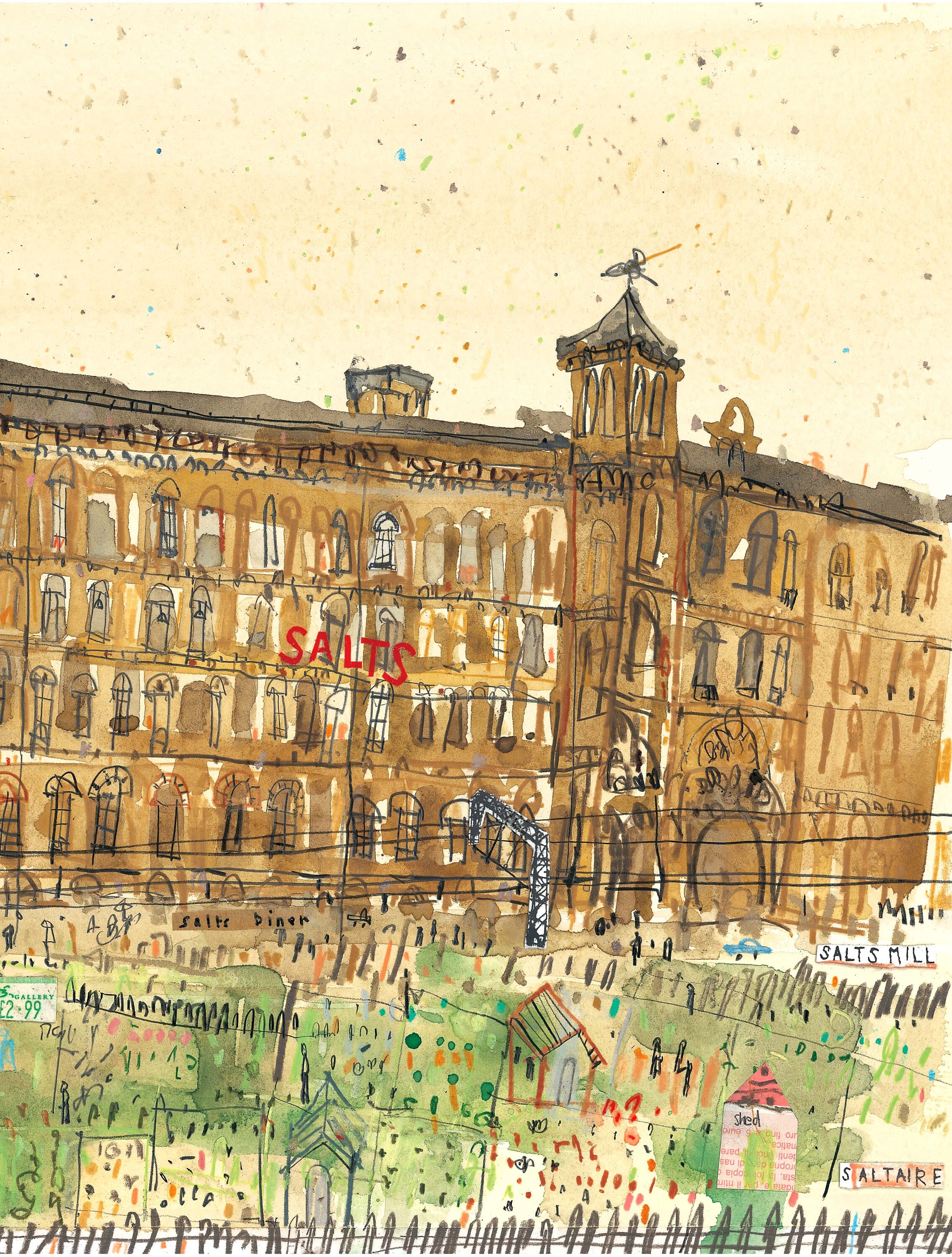 SALTS MILL CANVAS Saltaire Art Print Watercolor Painting - Etsy UK