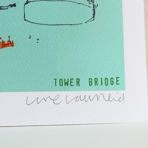 TOWER BRIDGE LONDON Art Print, River Thames Boats, Signed Giclee Print ...