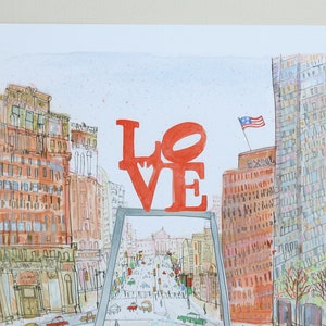 LOVE PARK Philadelphia Art Print, Love Park Philly Wall Art, JFK Plaza ...