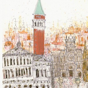 Sale 15% VENICE ART PRINT, the Campanile Italy Watercolor Painting ...