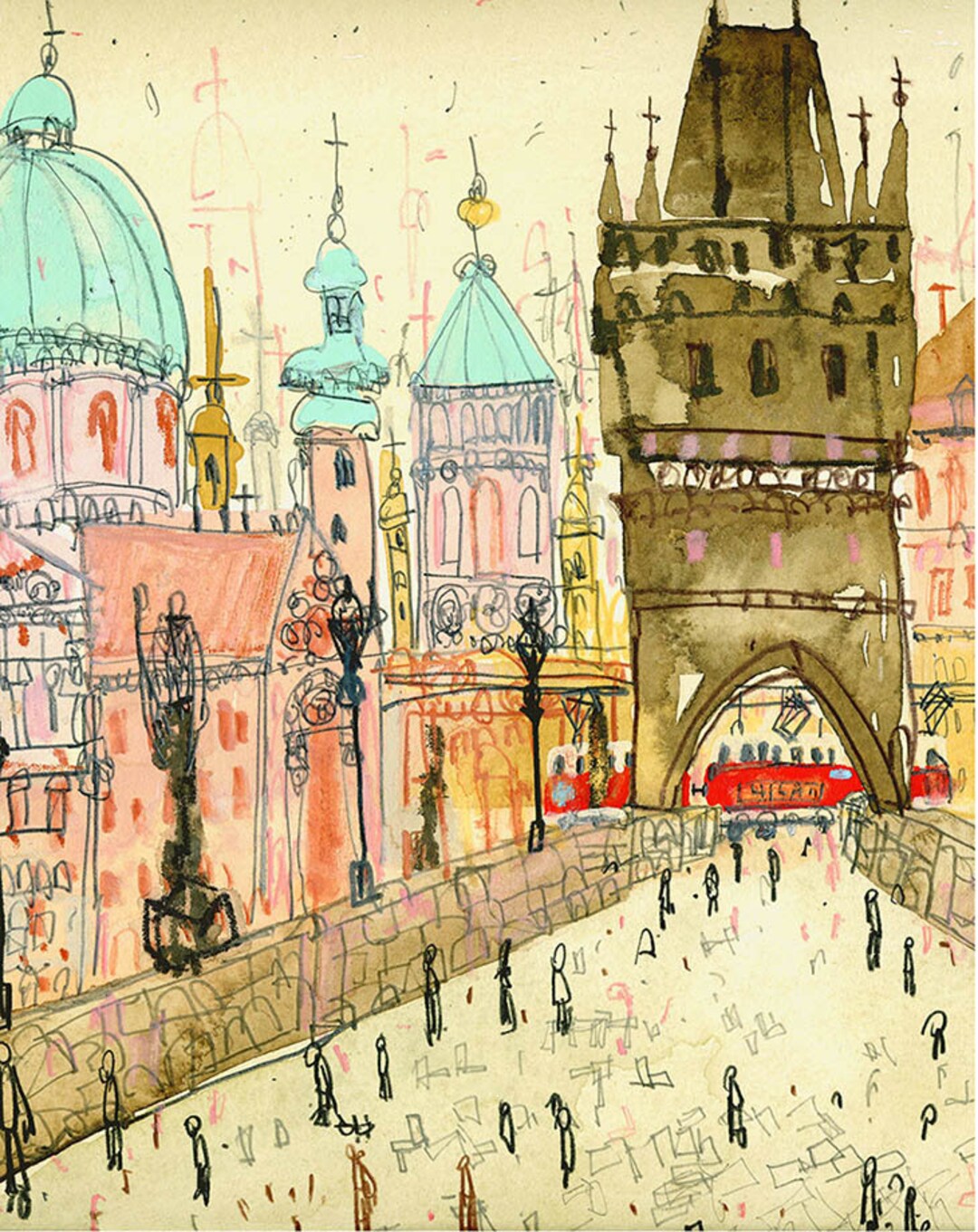 PRAGUE ART PRINT, Charles Bridge, Czech Painting, Prague Wall Art, 8 X ...