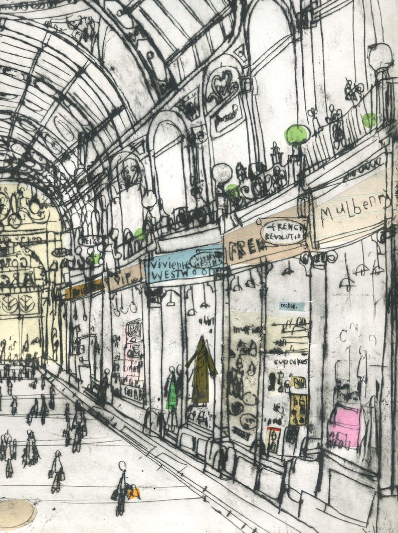 SHOPPING ARCADE, 14x11 Art Print, Leeds Architecture, Boutiques England ...