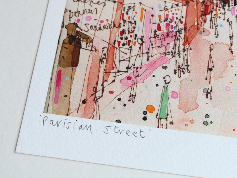 PARIS CITY PRINT, Signed Art Print, Pen & Watercolor Painting, Paris ...