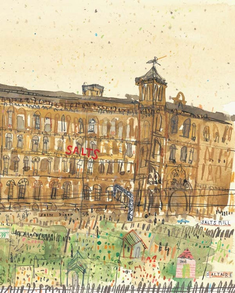SALTS MILL PRINT Saltaire Watercolour Yorkshire Painting | Etsy