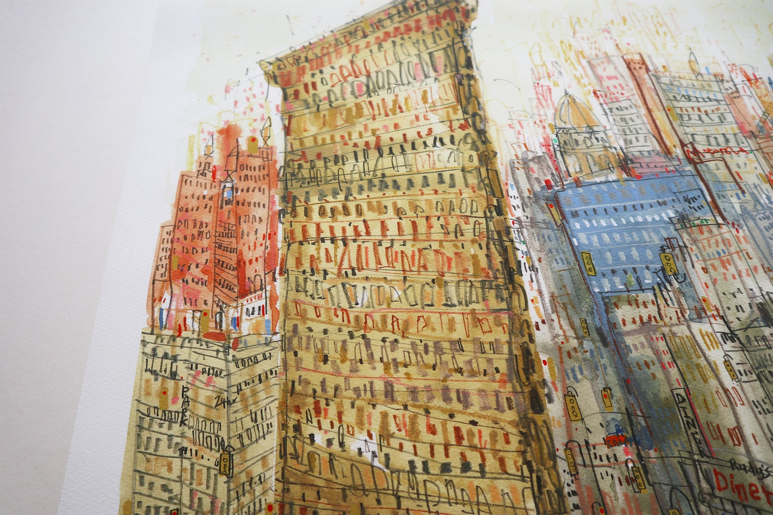 Large NEW YORK Print Flatiron Watercolor Painting NYC | Etsy