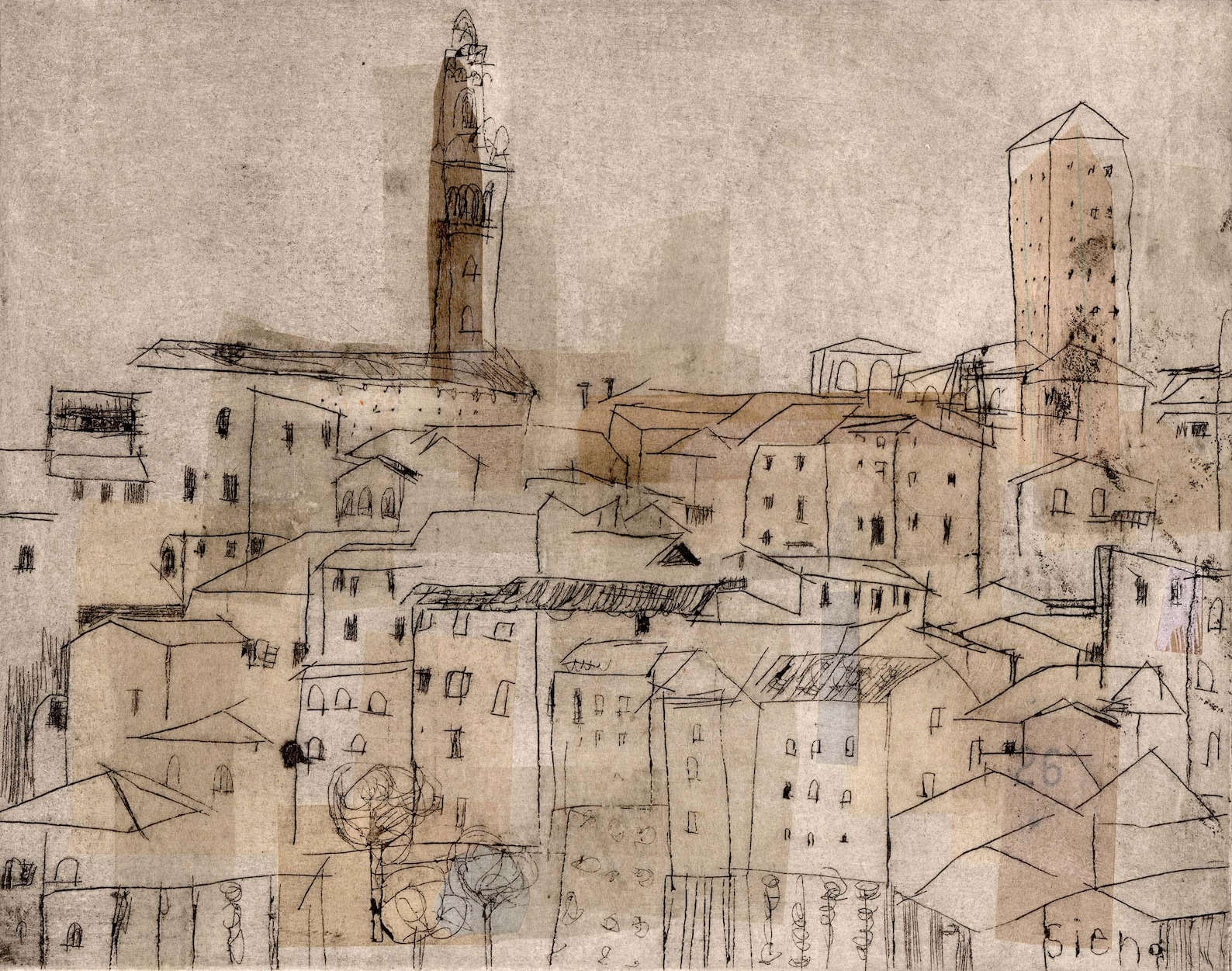 SIENA ITALY PICTURE, 8x10 Giclee Print, Piazza Del Campo, Etching ...