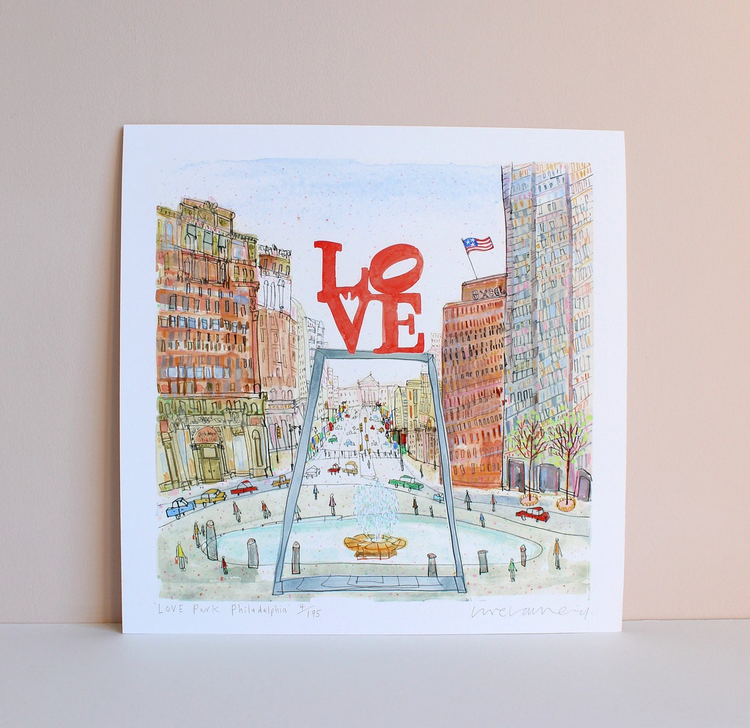 LOVE PARK Philadelphia Art Print, Love Park Philly Wall Art, JFK Plaza ...