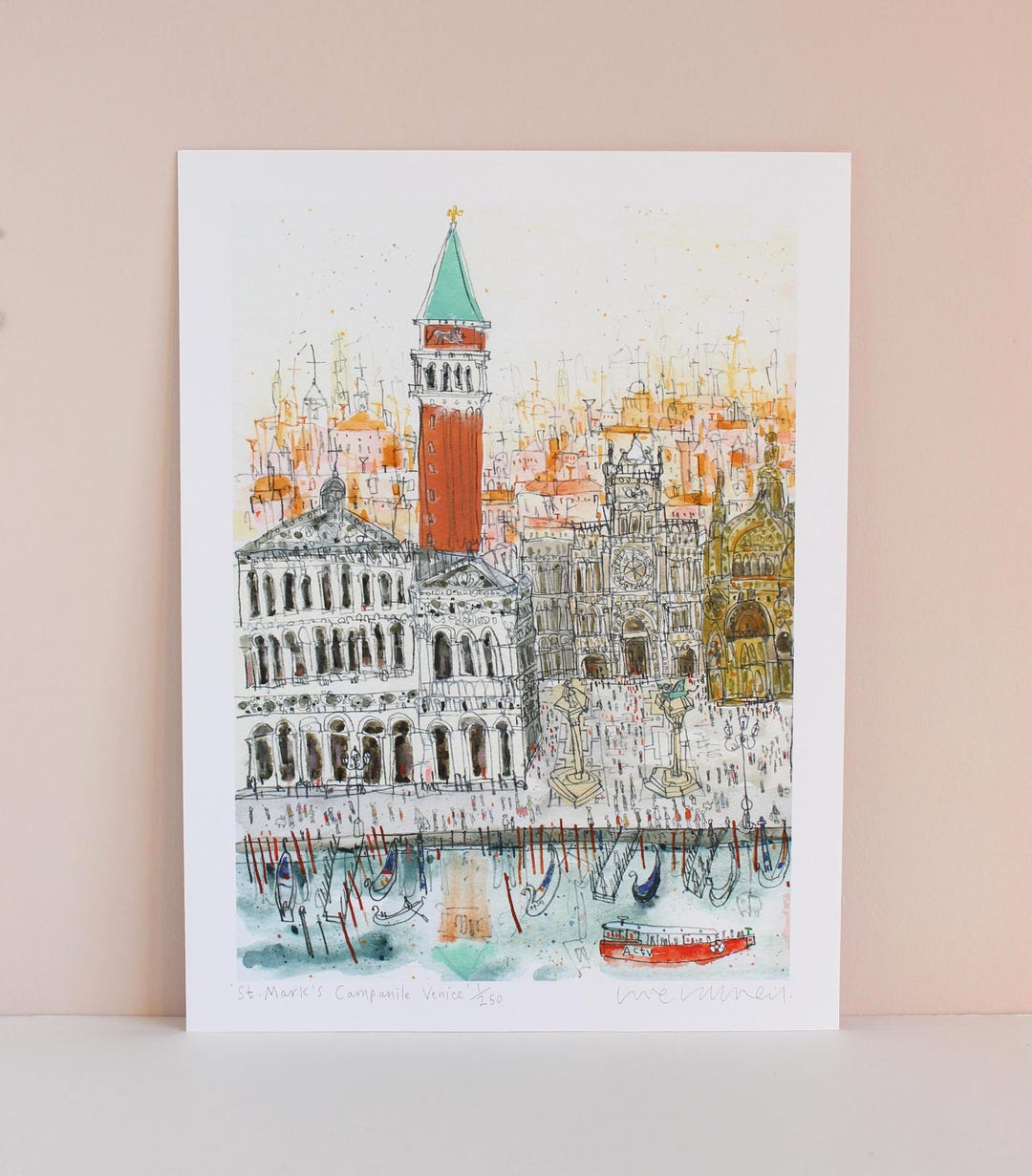 THE CAMPANILE, Bell Tower Venice, Piazza San Marco Italy Drawing ...
