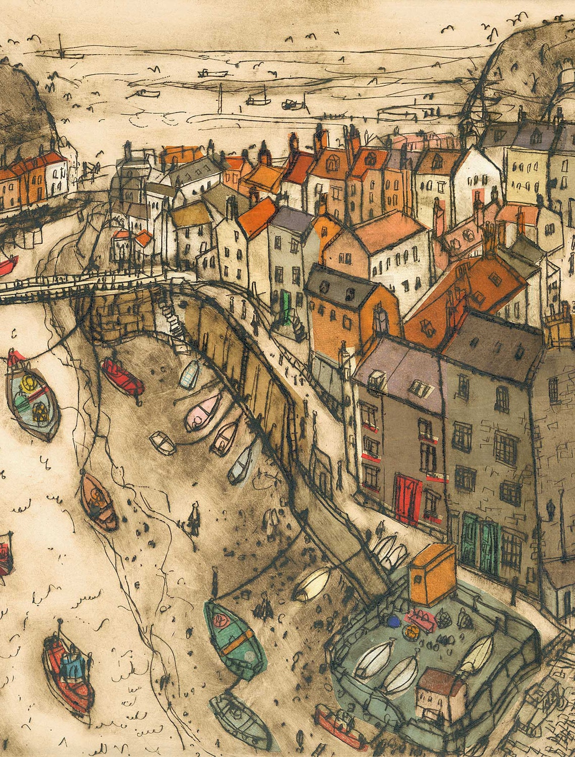 STAITHES PICTURE, 11 X 14 Wall Art, North Yorkshire Coast, Fishing ...