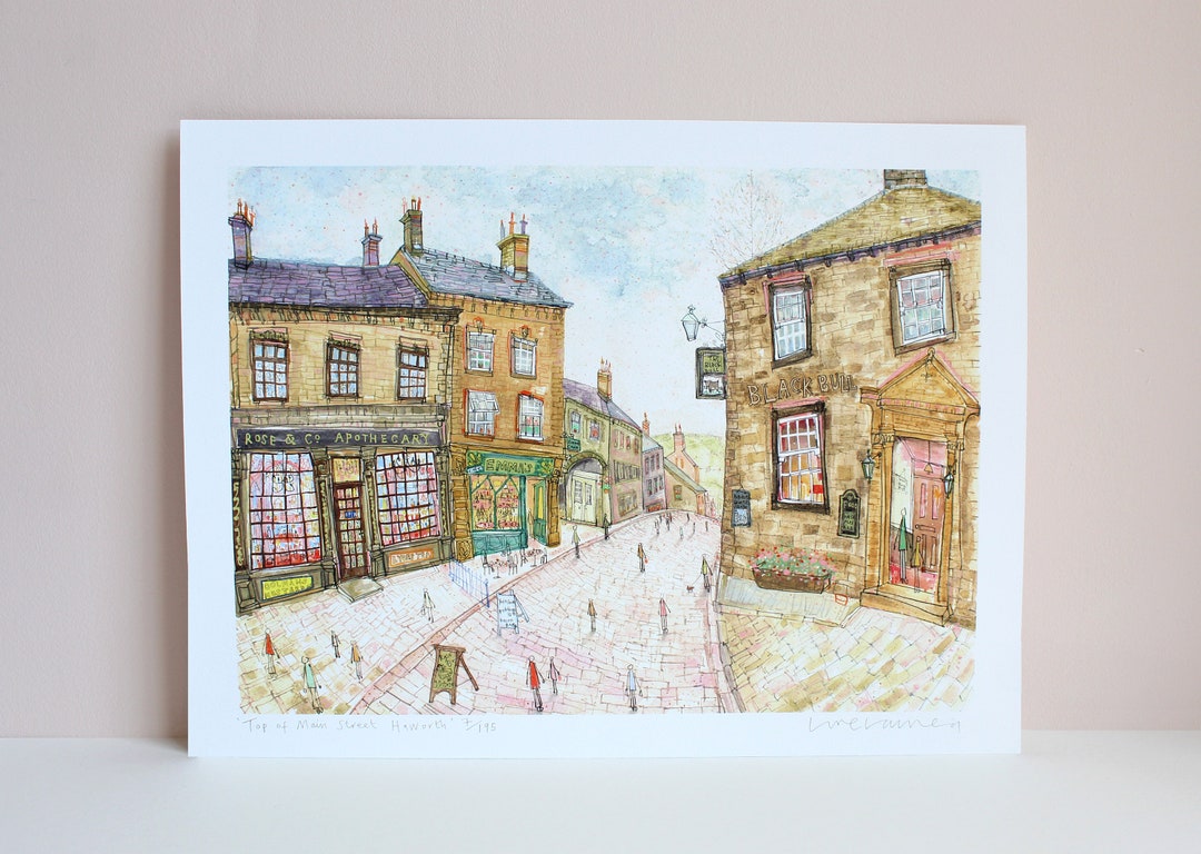 HAWORTH ART PRINT, Watercolor Yorkshire England Pub, Bronte Country ...
